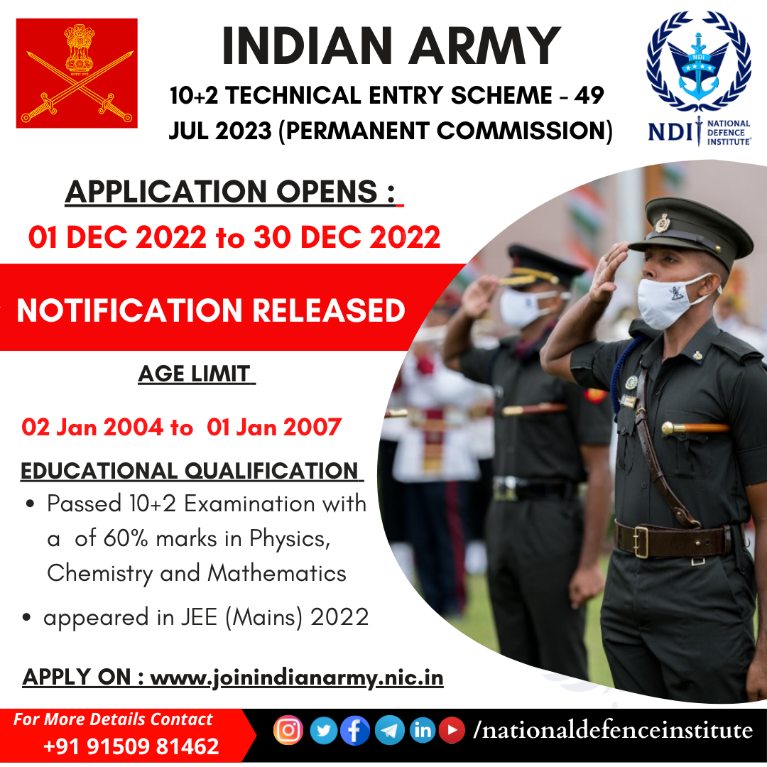TECHNICAL ENTRY SCHEME TES 10+2 OFFICIAL NOTIFICATION